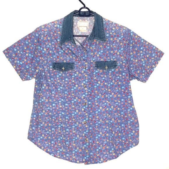 The Relay Compny | Tops | Therelaycompany Blue Floral Button Front ...